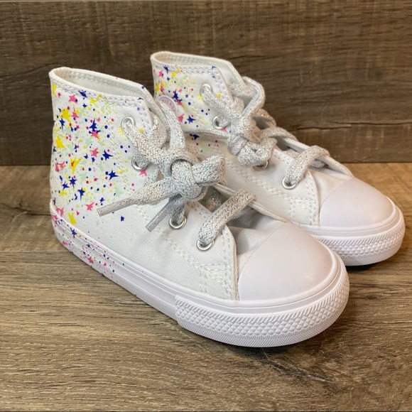 Converse | Shoes | Converse Ctas Hi White Star Splatter | Poshmark